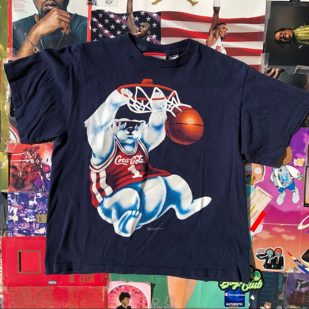 Vintage 1995 Coca-Cola Polar Bear Dunk Navy Tee - Gem